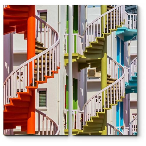 Модульная картина Яркие винтовые лестницы80x80