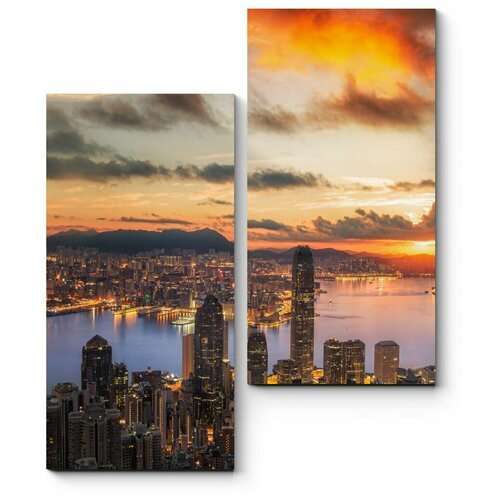 Модульная картина Рассвет над бухтой Виктория, Гонконг60x75