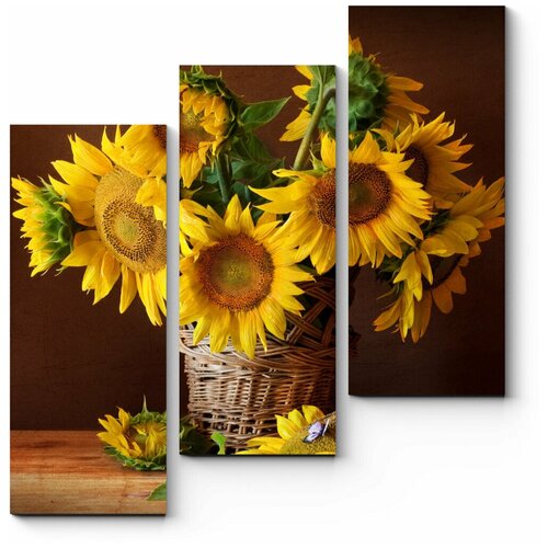 Модульная картина Солнечные цветы 110x117