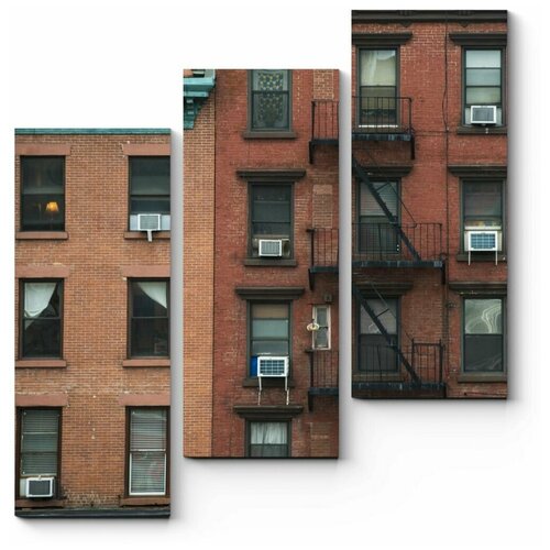 Модульная картина Пожарные лестницы старых жилых домов130x139