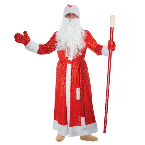 Карнавальный костюм Деда Мороза "Золотые снежинки", р. 48-50, рост 176-182 см, мех микс 2814464