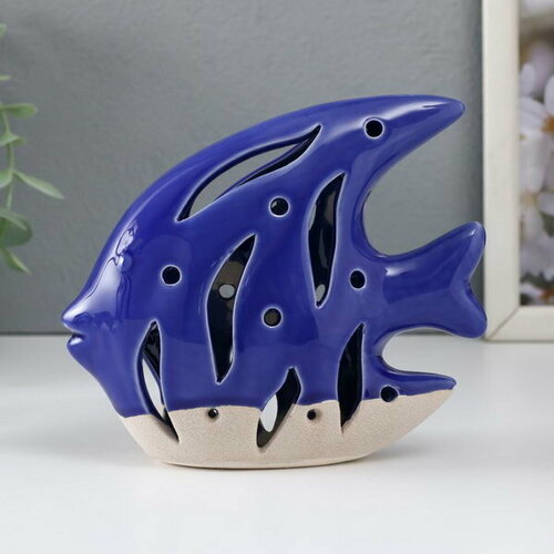Сувенир керамика "Рыба Скалярия" песочно-синий 13х5х11.8 см