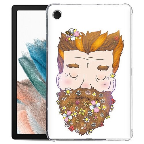 Чехол задняя-панель-накладка-бампер MyPads мужчина с цветами в бороде для Samsung Galaxy Tab A8 10.5 2021 (SM-X200N) противоударный
