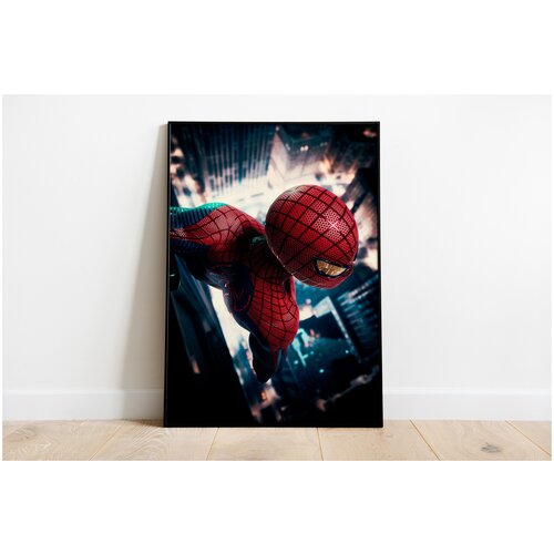 Плакат "Человек паук над городом" / Spider man" / Формат А3 (30х42 см) / Постер для интерьера