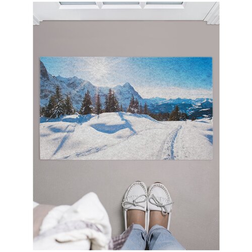 Придверный коврик в прихожую JoyArty "Снежные холмы" для обуви, на резиновой основе, 75x45 см