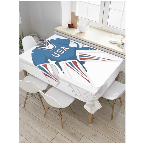Скатерть прямоугольная JoyArty на кухонный стол "Значек вратара хоккея США" из оксфорда, 180x145 см