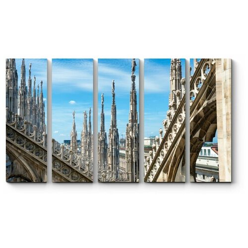 Модульная картина Мраморные скульптуры Миланского собора140x84