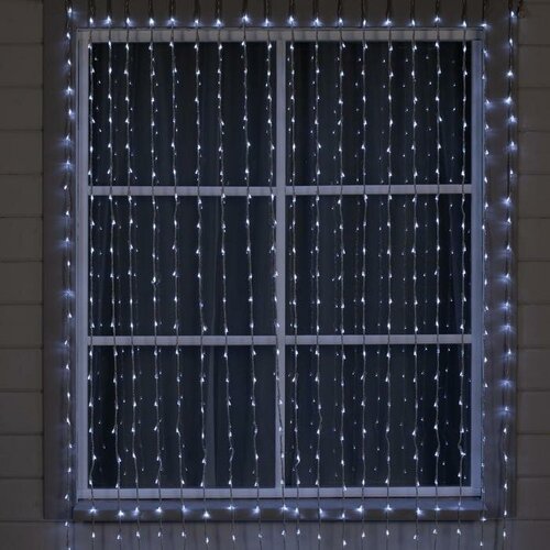 Luazon Lighting Гирлянда «Водопад» 2 × 6 м, IP44, УМС, прозрачная нить, 1500 LED, свечение белое, 8 режимов, 220 В
