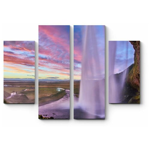 Модульная картина Красивый закат на водопаде90x68