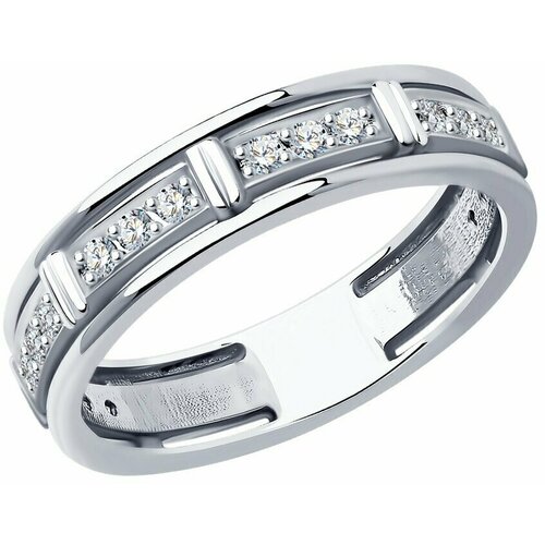 Кольцо обручальное Diamant online, белое золото, 585 проба, бриллиант, размер 16.5, бесцветный