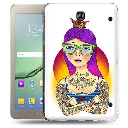 Чехол задняя-панель-накладка-бампер MyPads девушка в татуировках с короной для Samsung Galaxy Tab S2 8.0 SM-T710/T715 противоударный