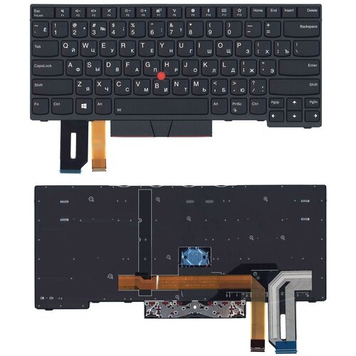 Клавиатура для ноутбука Lenovo ThinkPad E480 E485 черная с подсветкой