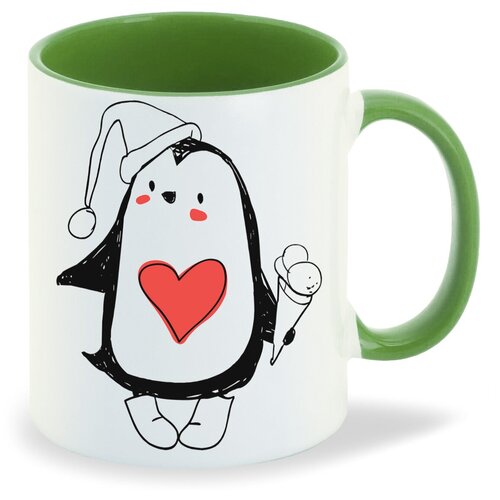 Кружка зеленый CoolPodarok Пингвин