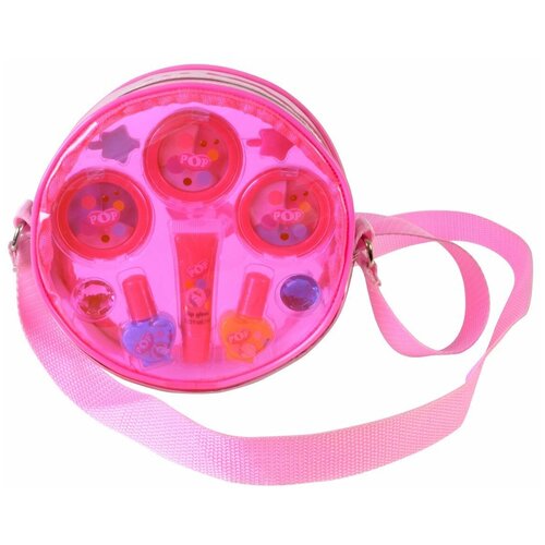 Набор детской декоративной косметики Markwins POP 1539012E круглая сумка косметичка (неон розовый)