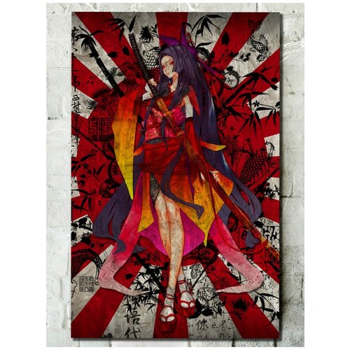 Картина интерьерная на рельефной доске Девушка гейша (Азия, Япония) - 8390 В