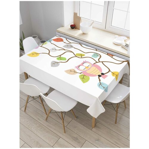 Скатерть прямоугольная JoyArty на кухонный стол "Сова в мечтах" из оксфорда, 120x145 см