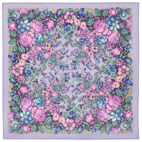Платок Павловопосадская платочная мануфактура,72х72 см, розовый, лиловый