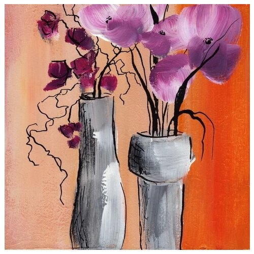 Постер на холсте Цветы в вазах (Flowers in vases) 60см. x 60см.