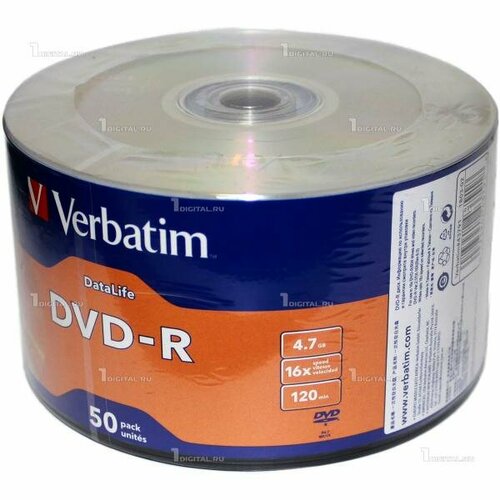 Диски Verbatim DVD-R Shrink Bulk (50 шт.) 4.7Gb, 16x DataLife (43791)