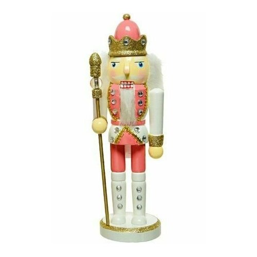 Новогодняя фигурка щелкунчик В розовом (в короне), деревянный, 25 см, Kaemingk 551206-1