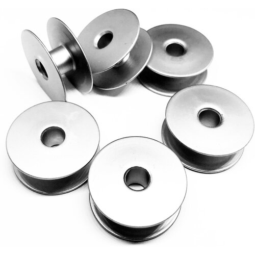 Комплект шпуль алюминиевых (увеличенные, 10 шт.) для промышленных швейных машин JACK H2, JUKI 1181, AURORA 0302.