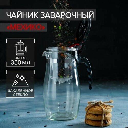 Чайник стеклянный заварочный Magistro «Мехико», 350 мл, с металлическим ситом, пластиковая колба