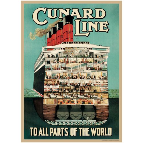 Постер / Плакат / Картина Cunard line 50х70 см в подарочном тубусе
