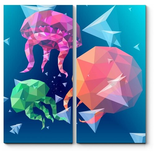 Модульная картина Графические медузы60x60