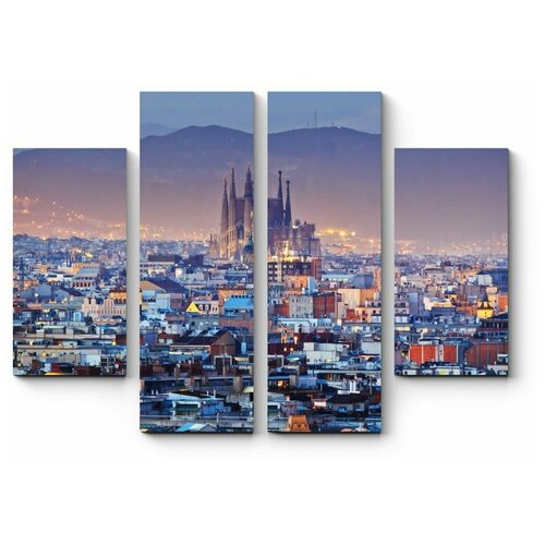 Модульная картина Величественная Барселона в сумерках150x113