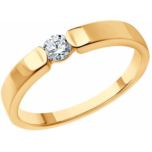 Кольцо помолвочное Diamant online, золото, 585 проба, бриллиант, размер 19.5, бесцветный