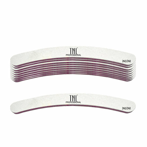 TNL, набор пилок для ногтей бумеранг 240/240 улучшенное качество (белые), 10 шт