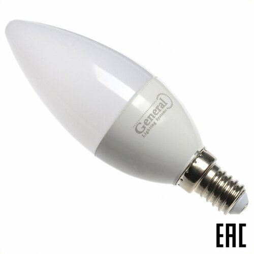 Лампа светодиодная "свеча" тёплый белый свет 9,5Вт 649927 GLDEN-CF-12-230-E14-2700К 910Лм General
