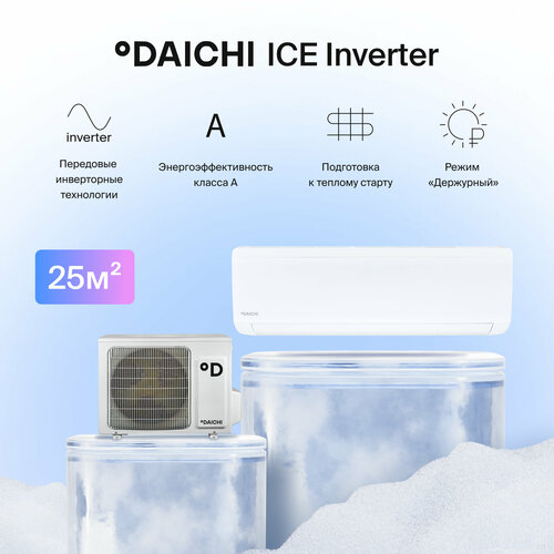 Настенная сплит-система инвертор Daichi ICE25AVQS1R-1/ICE25FVS1R-1, для помещений до 25 кв. м.