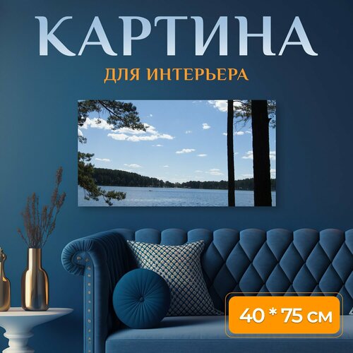 Картина на холсте "Лето, сибирское озеро, западная сибирь" на подрамнике 75х40 см. для интерьера
