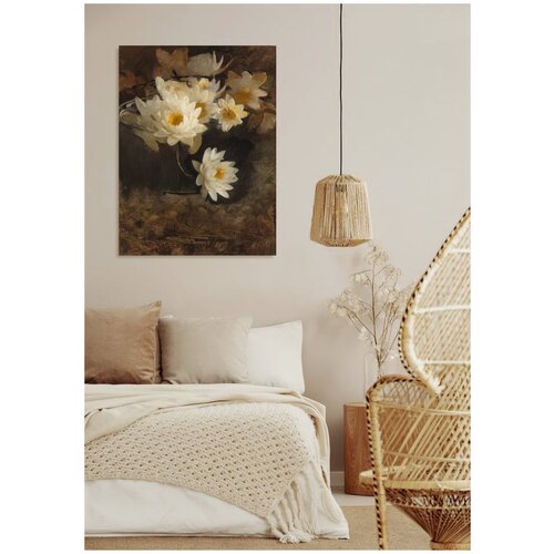 Репродукция Эббота Хендерсона Тайера "Водяные лилии" / 60х80 / Интерьерная картина на холсте / в кухню / в спальню / в гостиную / на стену