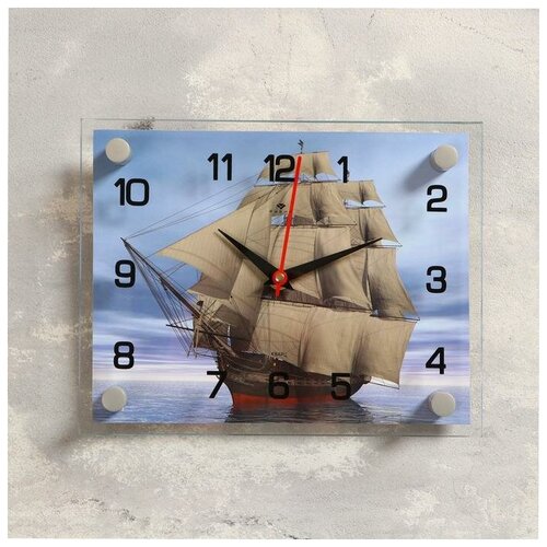 21 Век Часы настенные, серия: Море, "Корабль" стекло 20х26 см, микс