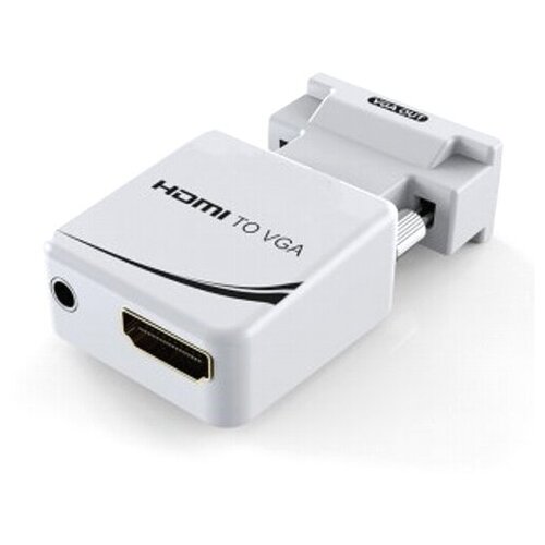 Видео адаптер HDMI на VGA 19M/15F + аудио 3.5 мм KS-425 белый