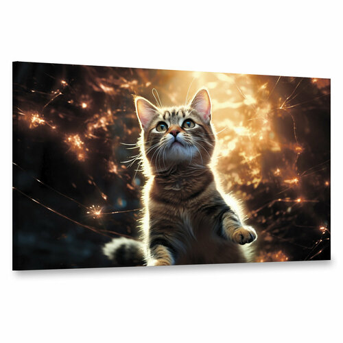 Интерьерная картина 100х60 "Кот и его магия"