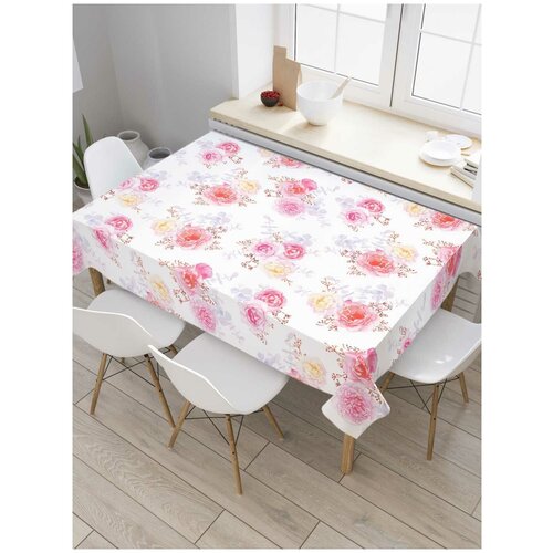 Скатерть прямоугольная JoyArty на кухонный стол "Милые розы" из оксфорда, 120x145 см