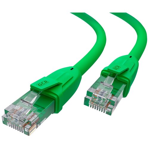 Патч-корд UTP cat.6 10 Гбит/с RJ45 LAN компьютерный кабель для интернета контакты 24K GOLD (GCR-LNC610), зеленый, 10.0м