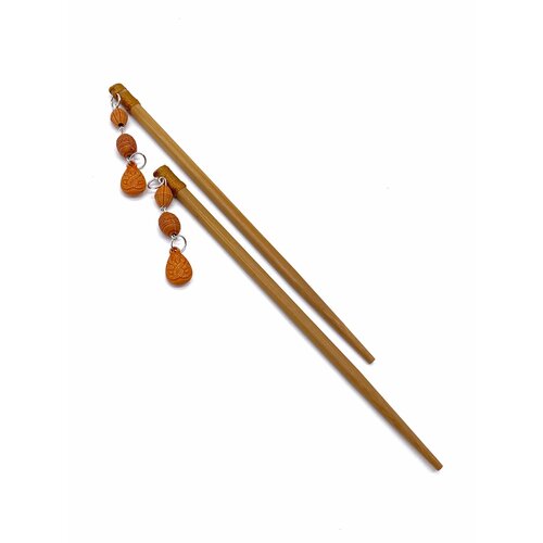 Китайские палочки для волос с подвесками 2 шт из дерева "капля"