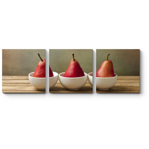 Модульная картина Трио красных груш 100x33