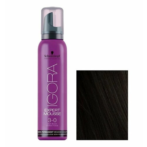 Schwarzkopf Igora Expert Mousse Тонирующий мусс для волос 3-0 Темный коричневый натуральный, 100 мл.