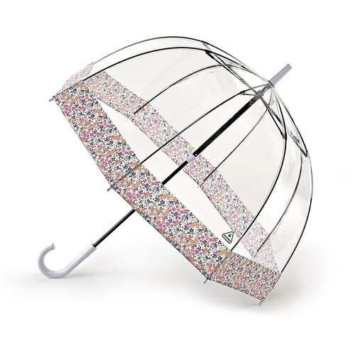 Зонт-трость FULTON, механика, купол 84 см, 8 спиц, прозрачный, для женщин, розовый, бесцветный
