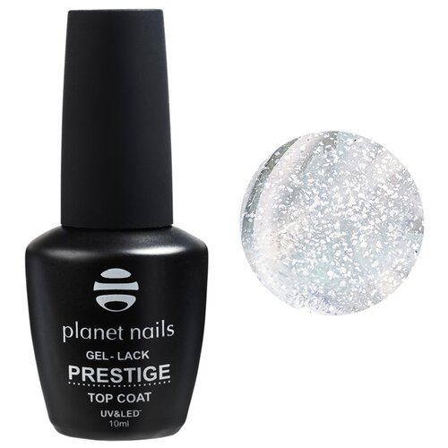Planet nails Верхнее покрытие Prestige Glossy Top, point white, 10 мл