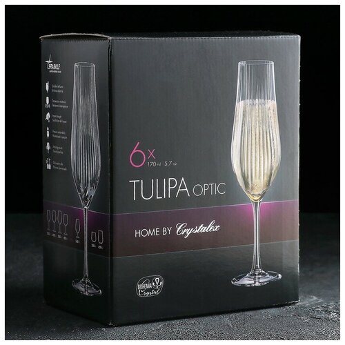 Набор бокалов для шампанского «Тулипа», 170 мл, 6 шт