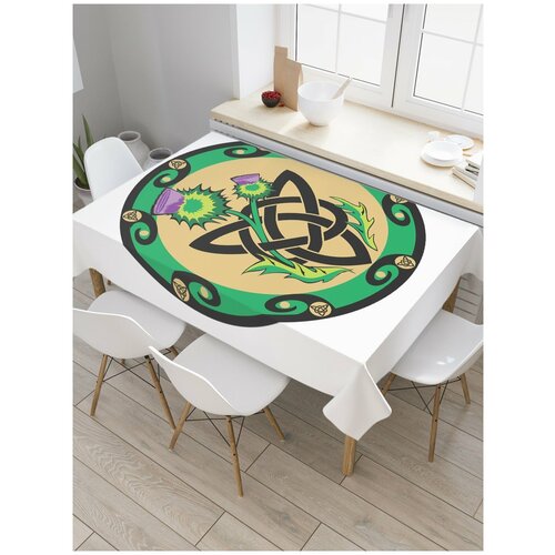 Скатерть прямоугольная JoyArty на кухонный стол "Чертополох в кельтском орнаменте" из оксфорда, 180x145 см