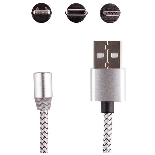Магнитный кабель 3 в 1 X-cable USB - micro-USB / Lightning / USB Type-C 1м. Silver (серебристый)