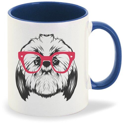 Кружка лазурный CoolPodarok Собака в красных очках арт