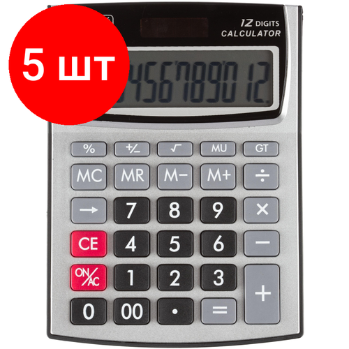 Комплект 5 штук, Калькулятор настольный компактный Attache AC-222.12р, дв. пит,144x107cереб